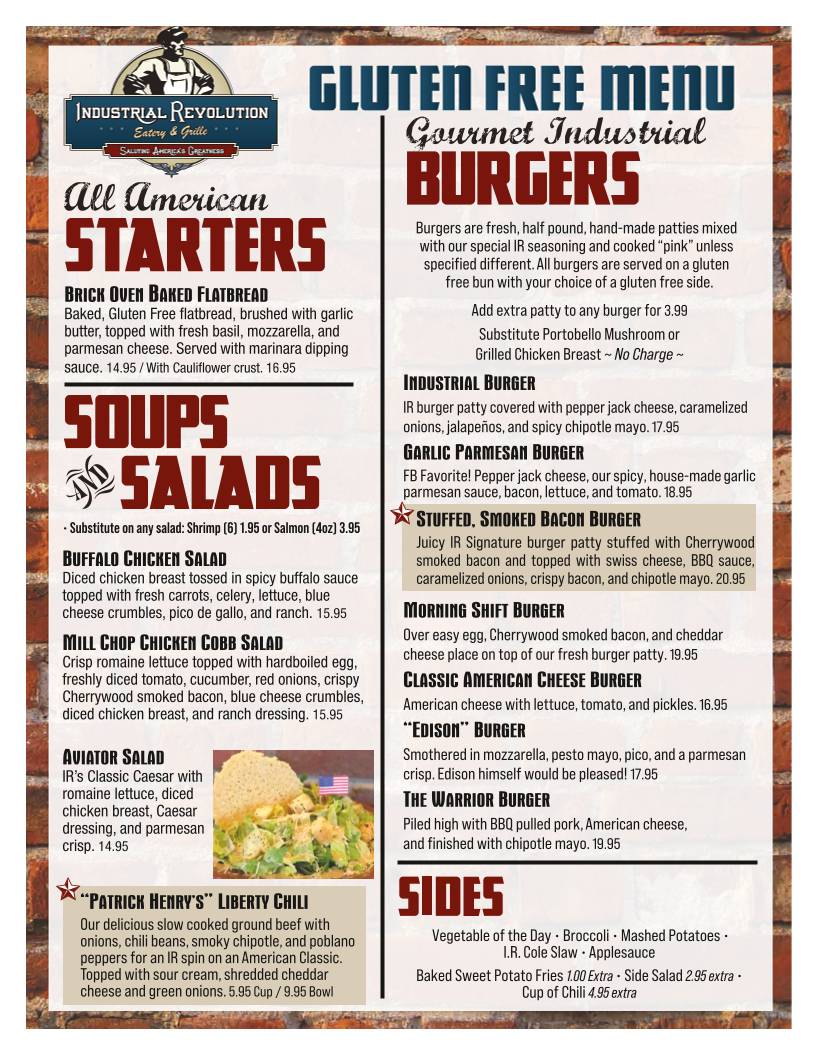 Menu at Industrial Revolution Eatery & Grille pub & bar, Valparaiso