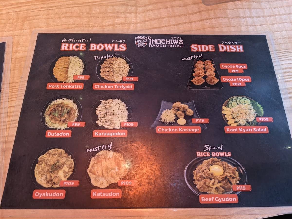 Menu at Inochiwa Ramen House Dasma restaurant, Dasmariñas