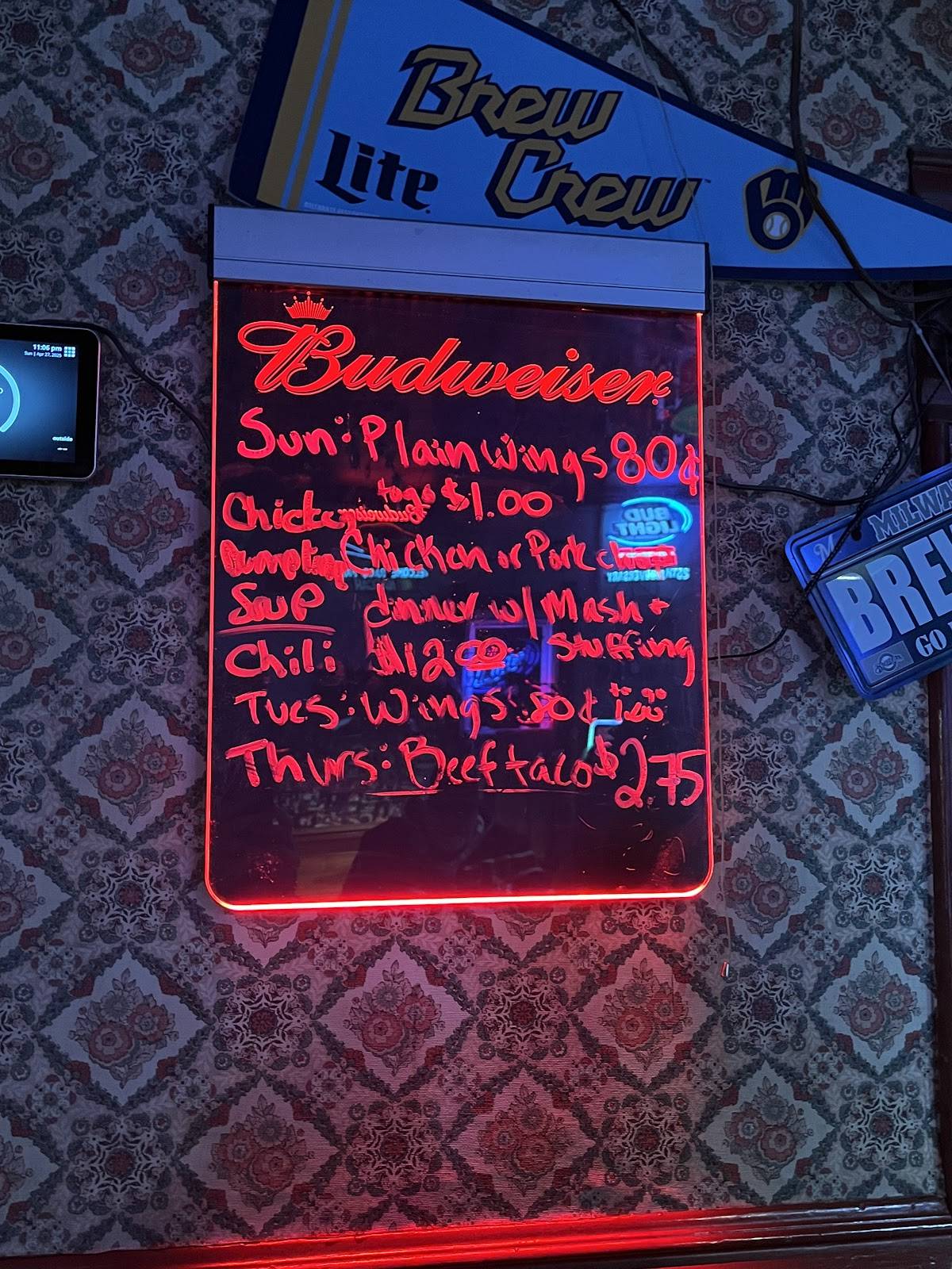 Menu at Institute Saloon pizzeria, Sturgeon Bay, WI-57