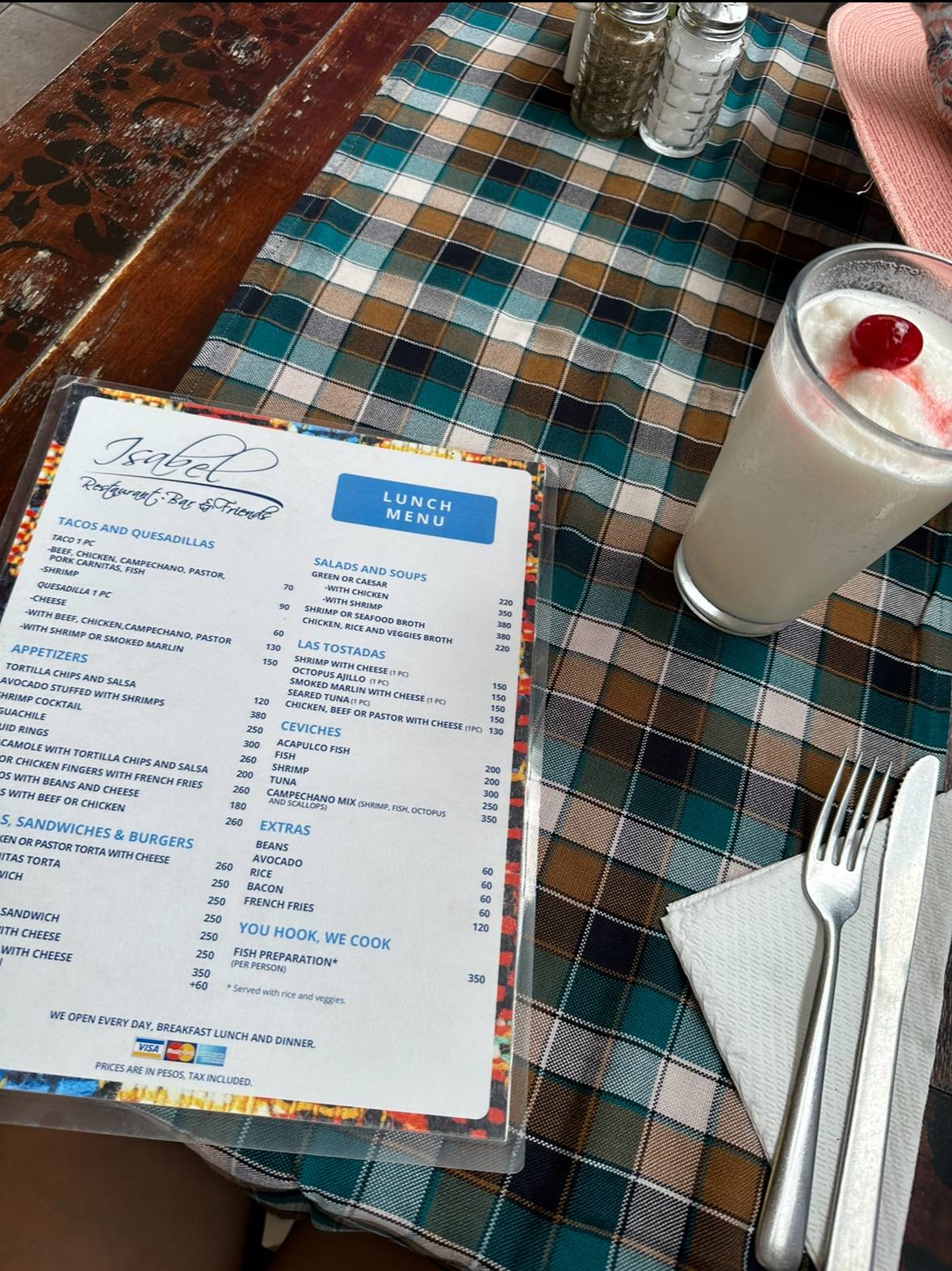 Menu at Isabel Restaurant Bar & Friends, Cabo San Lucas
