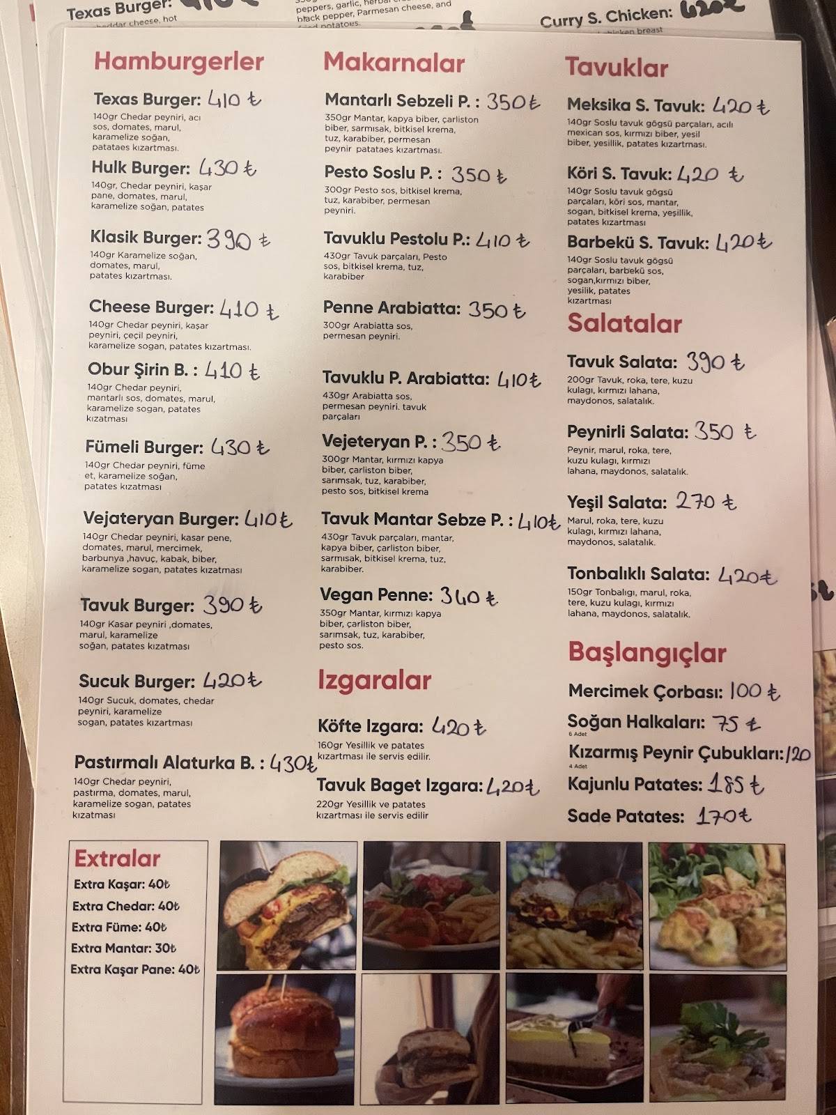Menu au Kuzguncuk Burger Cafe, Istanbul, İcadiye Cd. No: 44