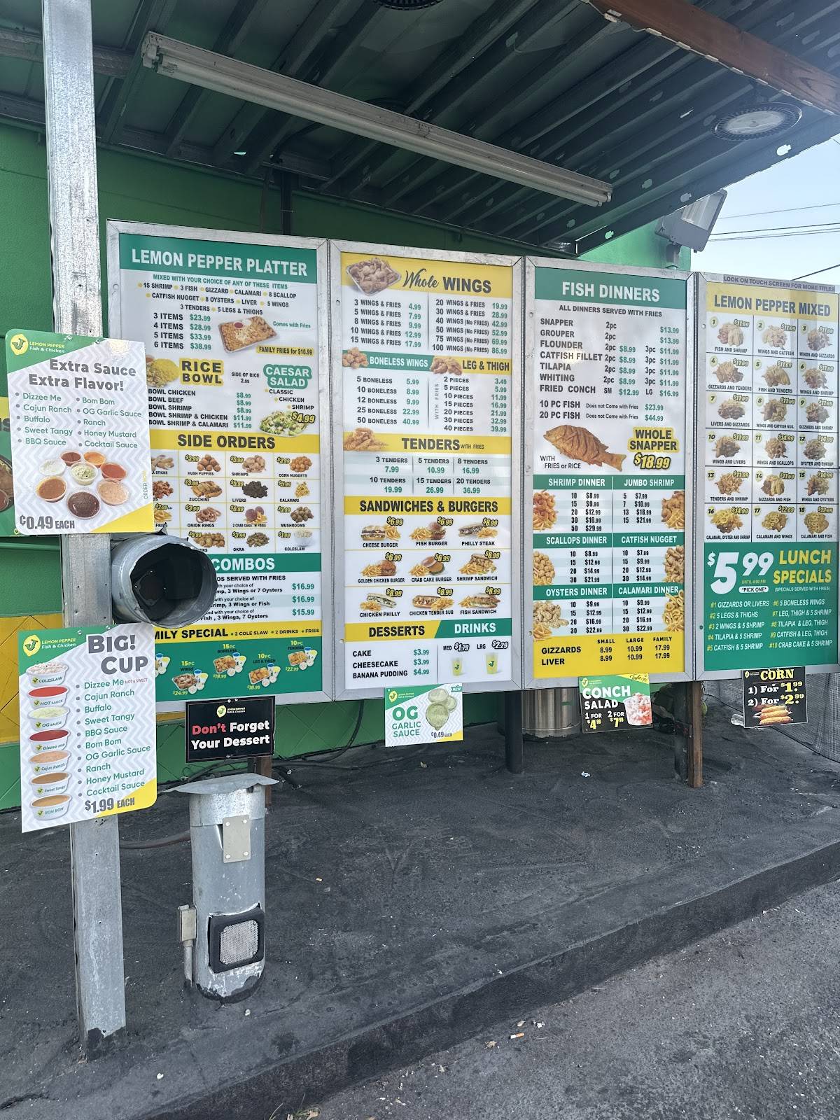 Menu at J LEMON PEPPER. Fish & Chicken restaurant, Jacksonville