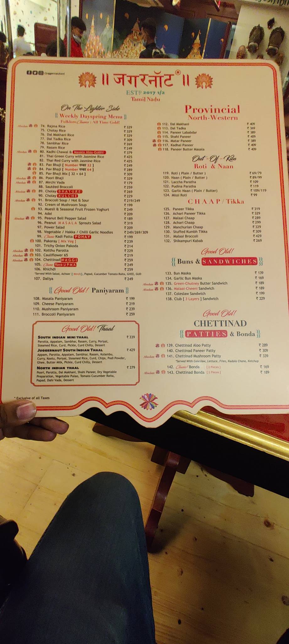 Menu at J U G G E R N A U T, Rajouri Garden, New Delhi, C-11