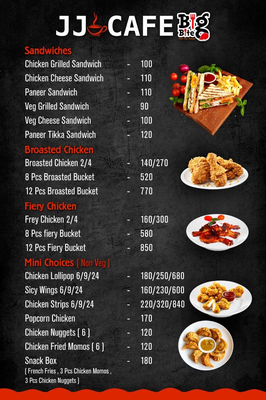 Menu at JJ CAFE, Tada, Chennai - Kolkata Hwy