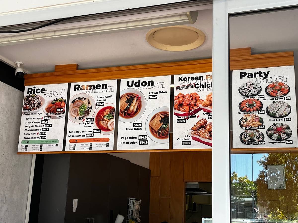 Menu at JJ Sushi restaurant, Nambour