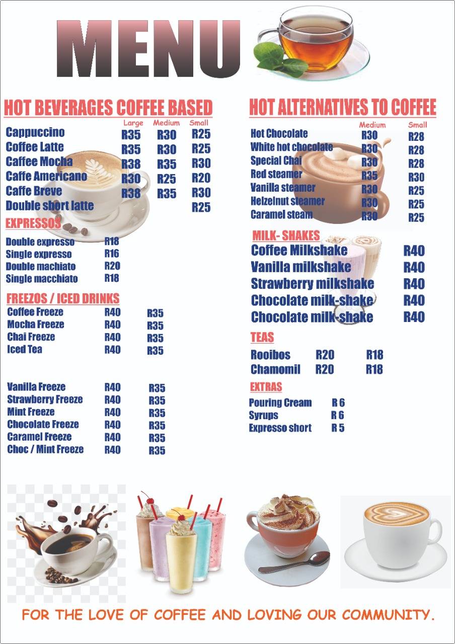Menu at JOYCE COFFEE, Johannesburg