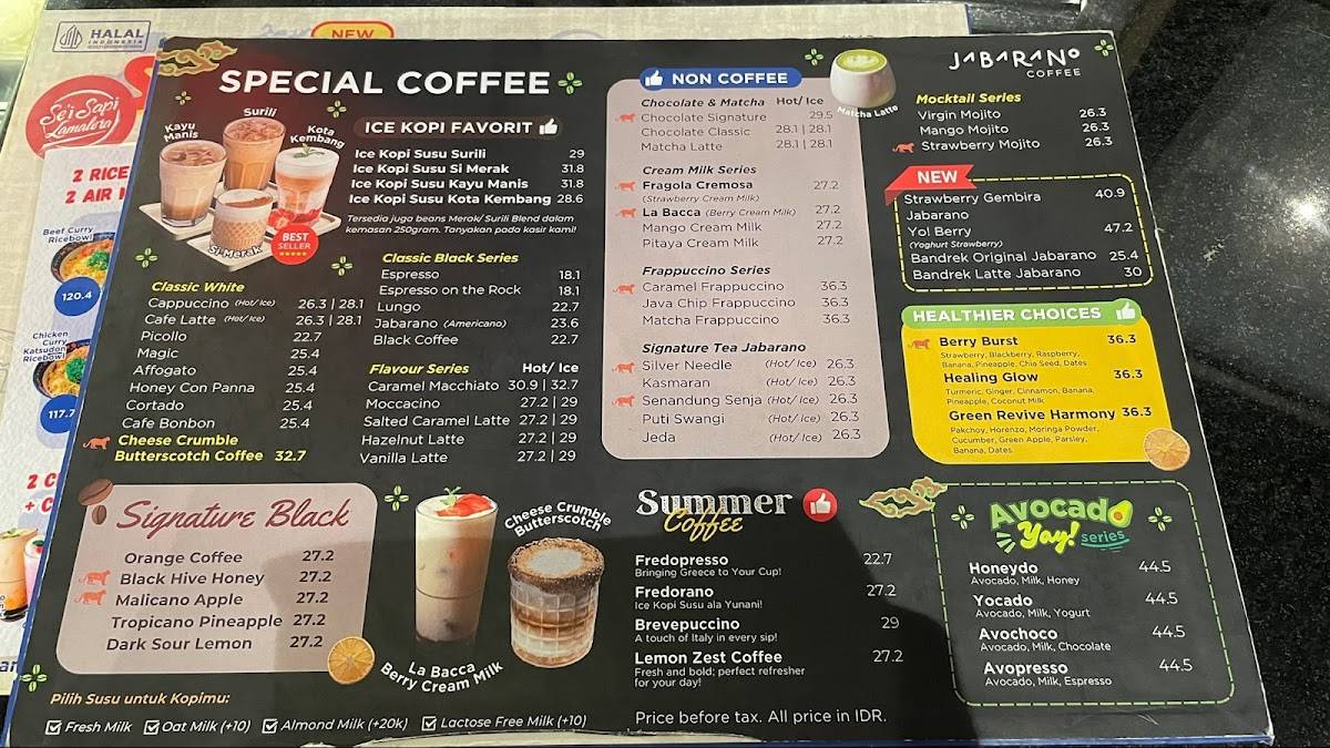 Menu at Jabarano Coffee - Pahlawan, Bandung