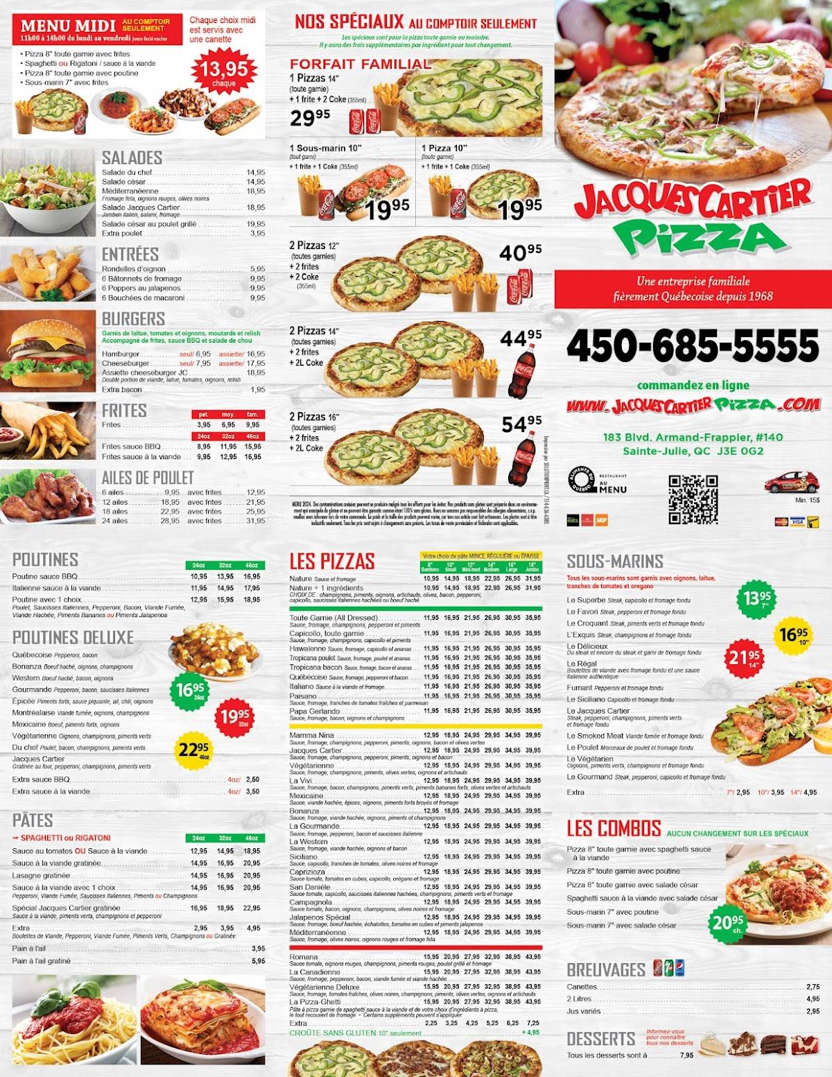 Menu au Jacques Cartier Pizza - Ste-Julie pizzeria, Sainte-Julie