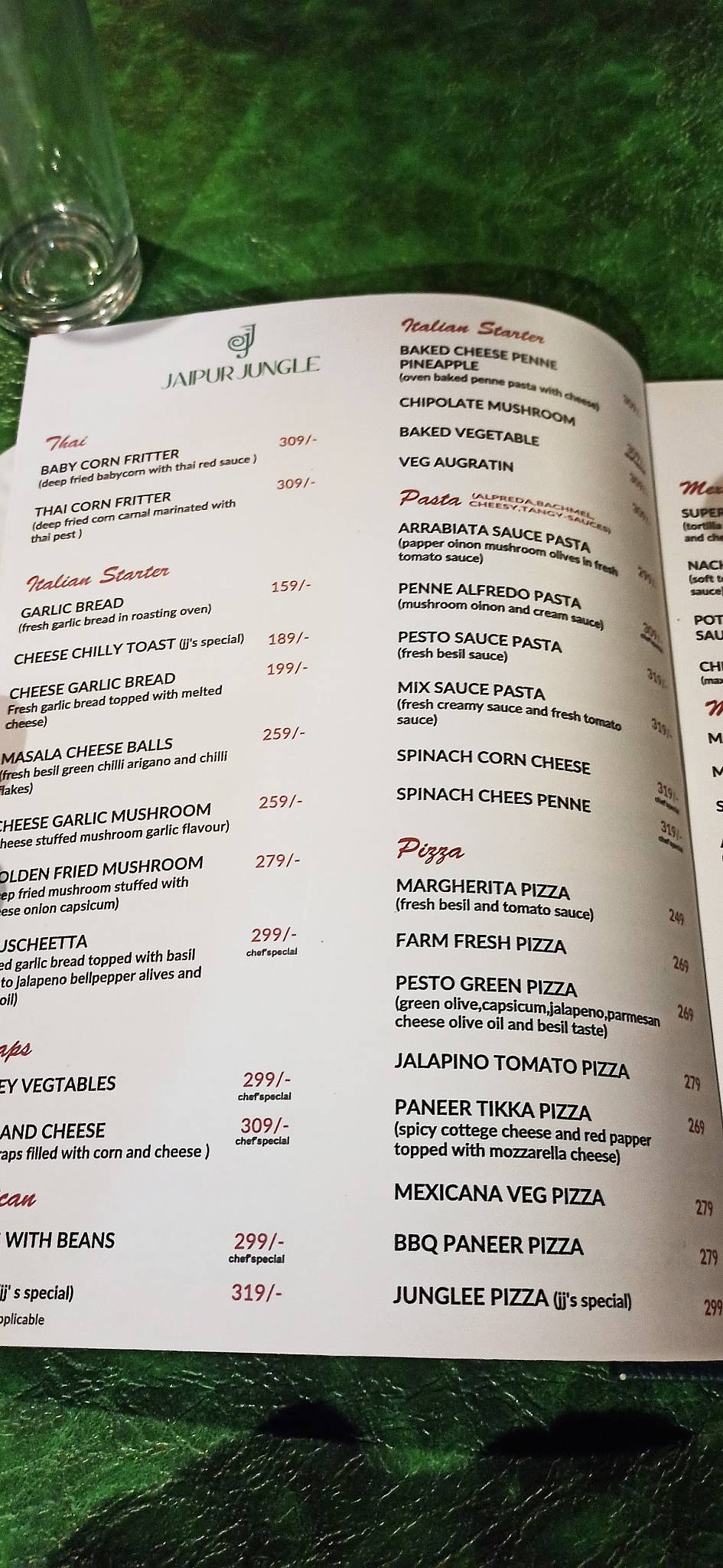 Menu at Jaipur Jungle, Udaipur, 3rd Floor