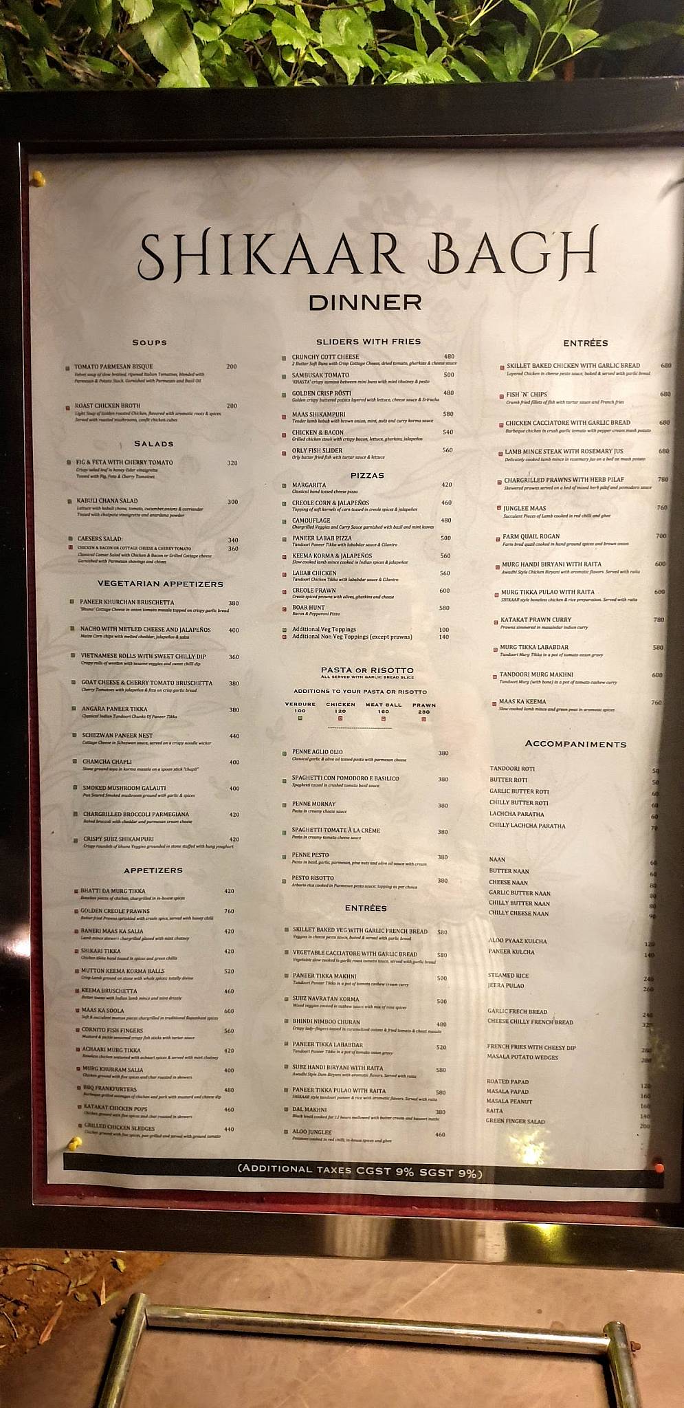 Menu at Shikaar Bagh - Restaurant and Bar, Jaipur, Hotel Narain Niwas ...