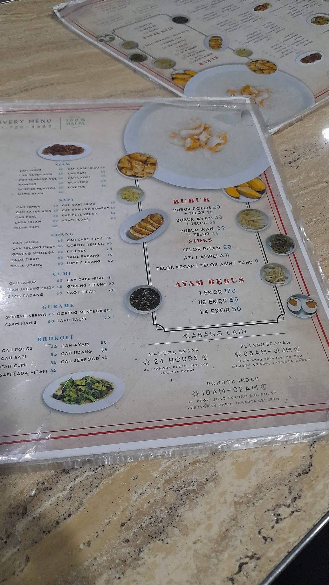 Menu at Sanki Bubur & Chinese Food restaurant, South Jakarta, Jl. Prof ...