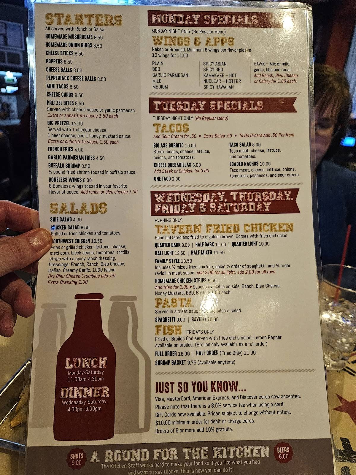 Menu at Jake's Pour House pub & bar, LaSalle