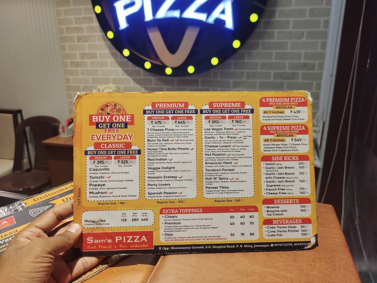 Menu at Sam's Pizza, Jamnagar, Opp. Dhanvantry Ground