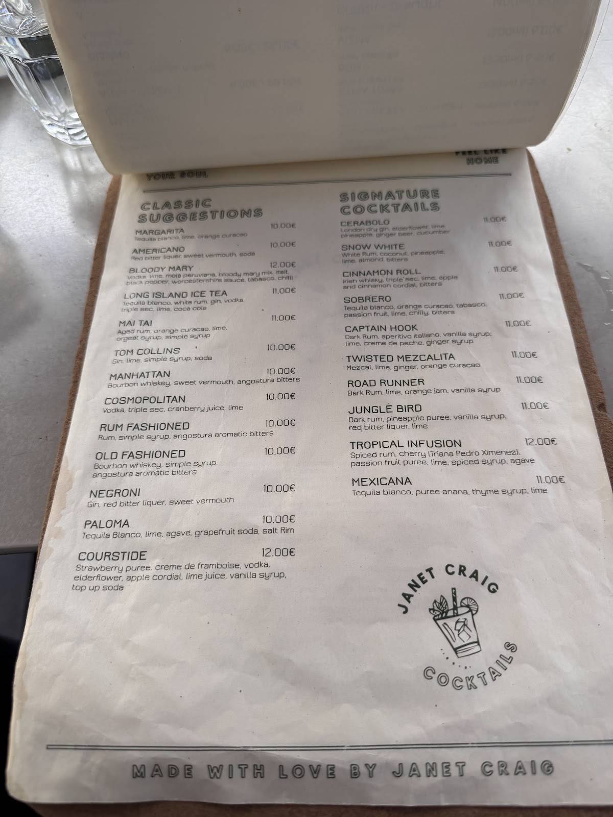 Menu at Janet Craig, Marousi