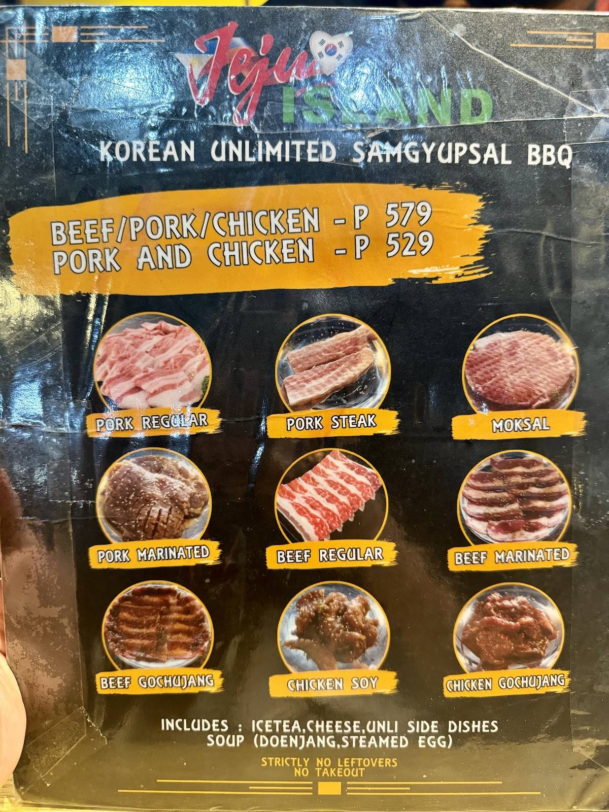 Menu at Jeju Island Korean Restaurant, San Fernando