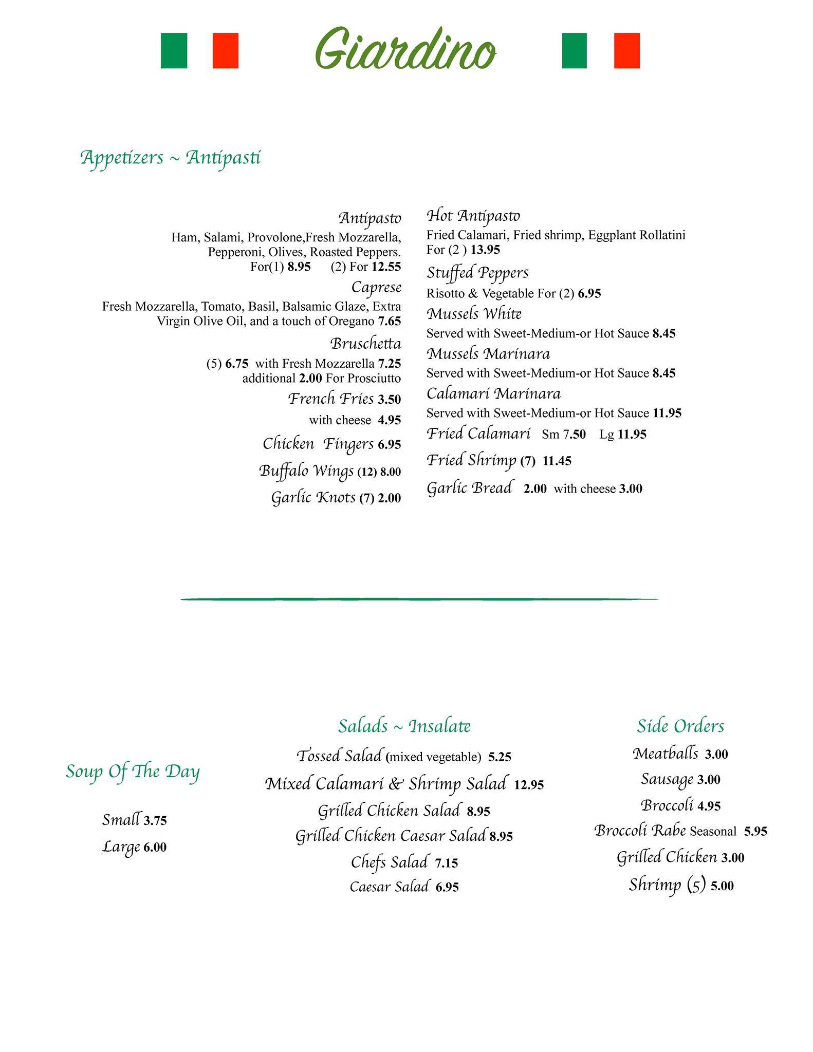Menu at Jerry’s Pizza & Restaurant, Green Brook Township