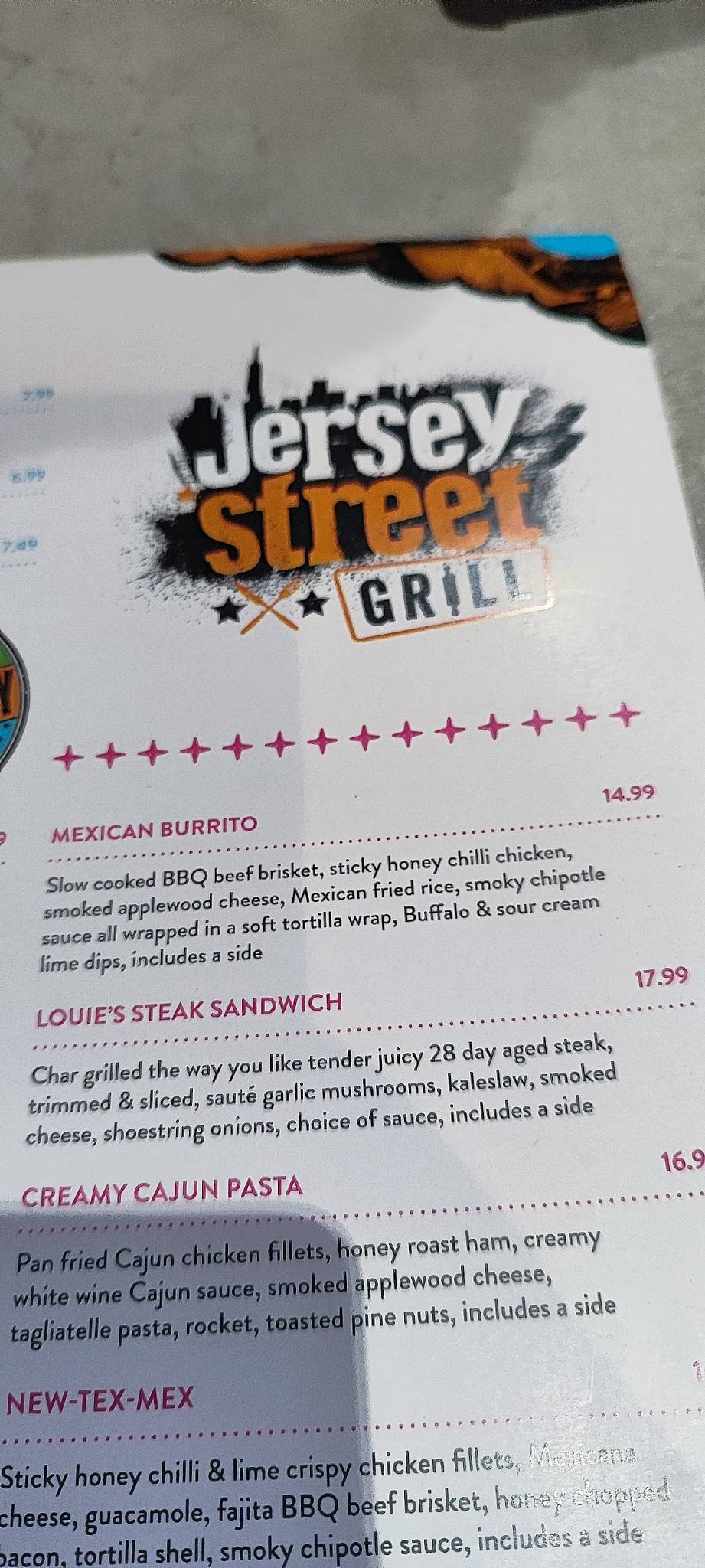 Menu at Jersey Street Grill restaurant, Lisburn