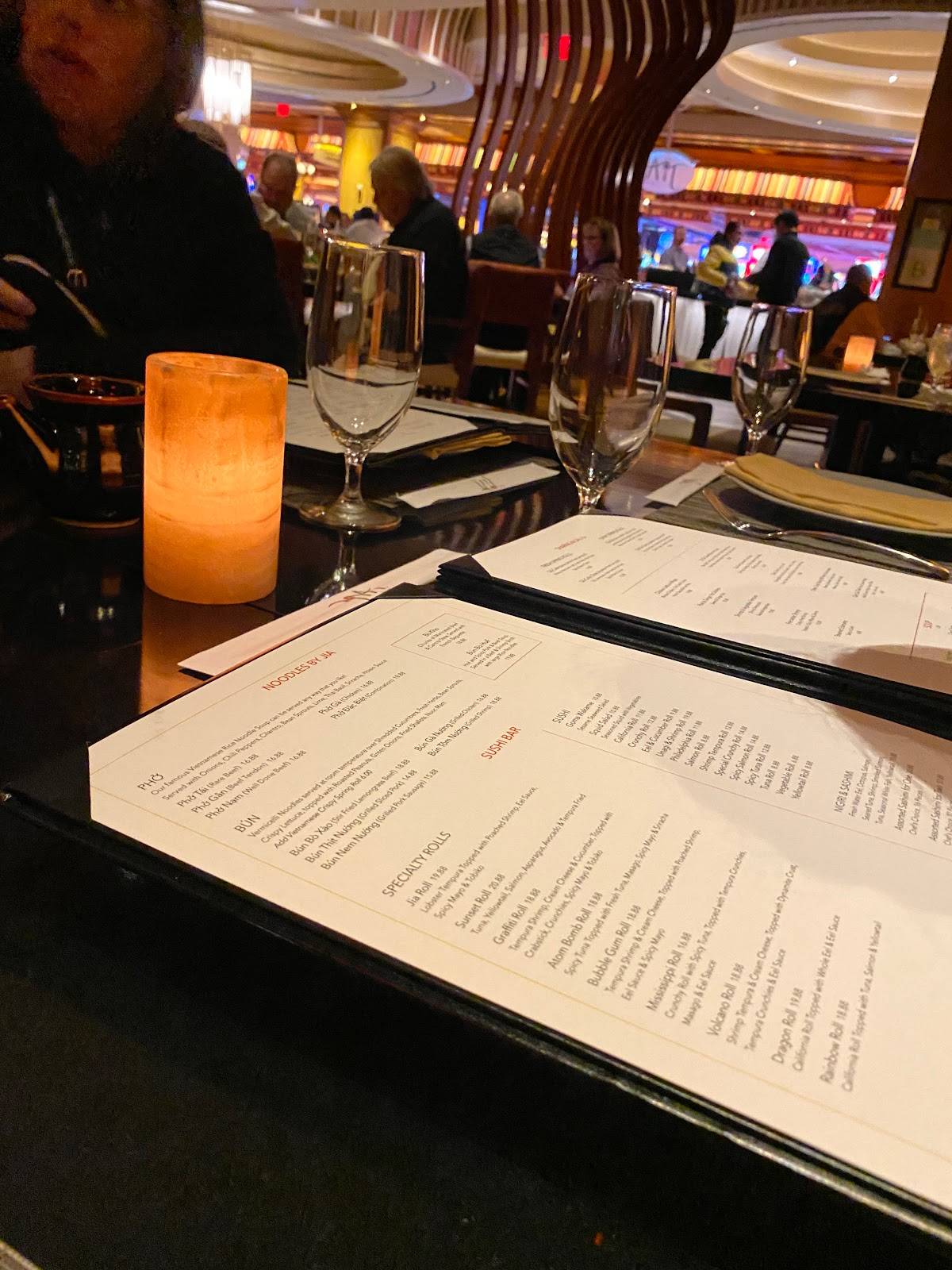 Menu at Jia restaurant, Biloxi, Beau Rivage Resort & Casino