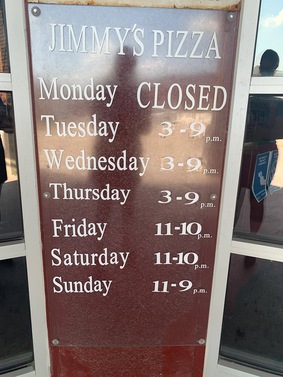 Menu at Jimmys Pizza pub & bar, Galesburg, 379 E Tompkins St