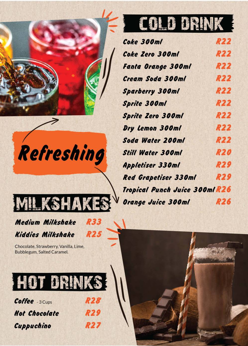 Menu at Jitters Restaurant and Braai, Middelburg