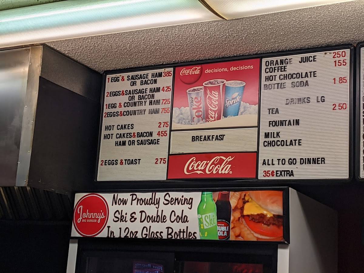 Menu at Johnny's Big Burger restaurant, Clarksville