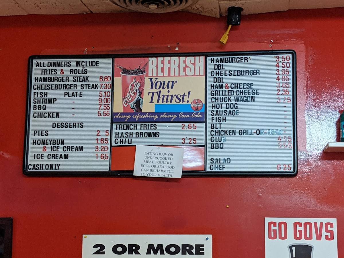 Menu at Johnny's Big Burger restaurant, Clarksville