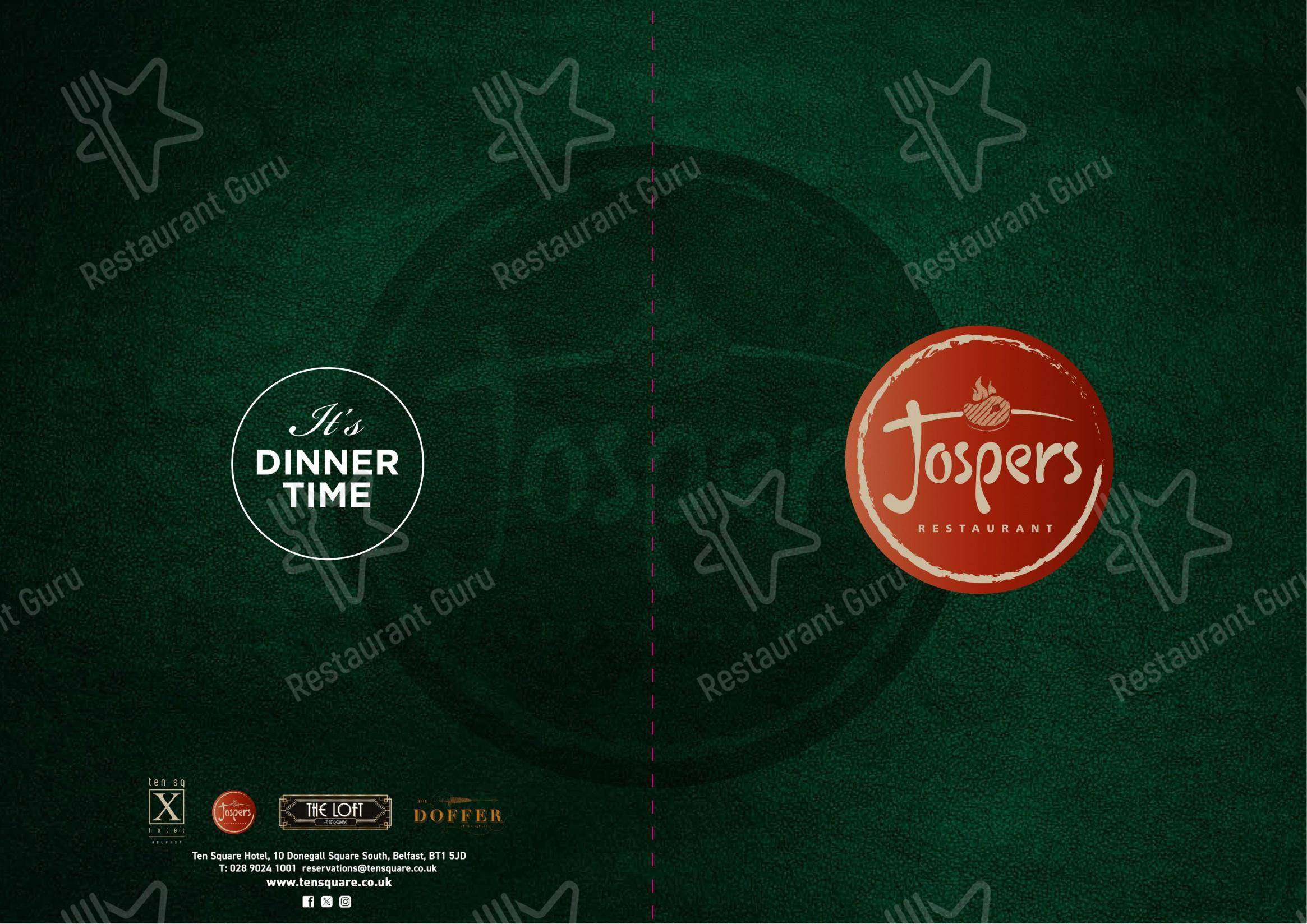 Menu at Jospers Steakhouse @ Ten Square, Belfast