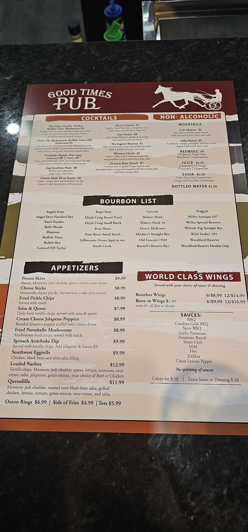 Menu at Jug Grill & Patio pub & bar, Delaware
