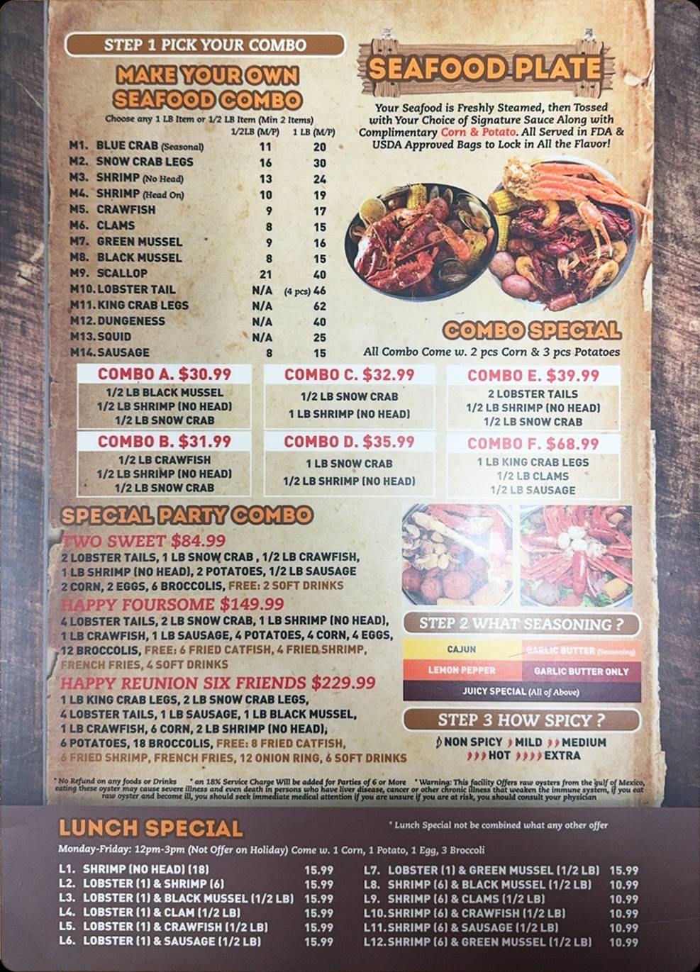 Menu at Jumbo Crab Seafood Restaurant, Clarksville