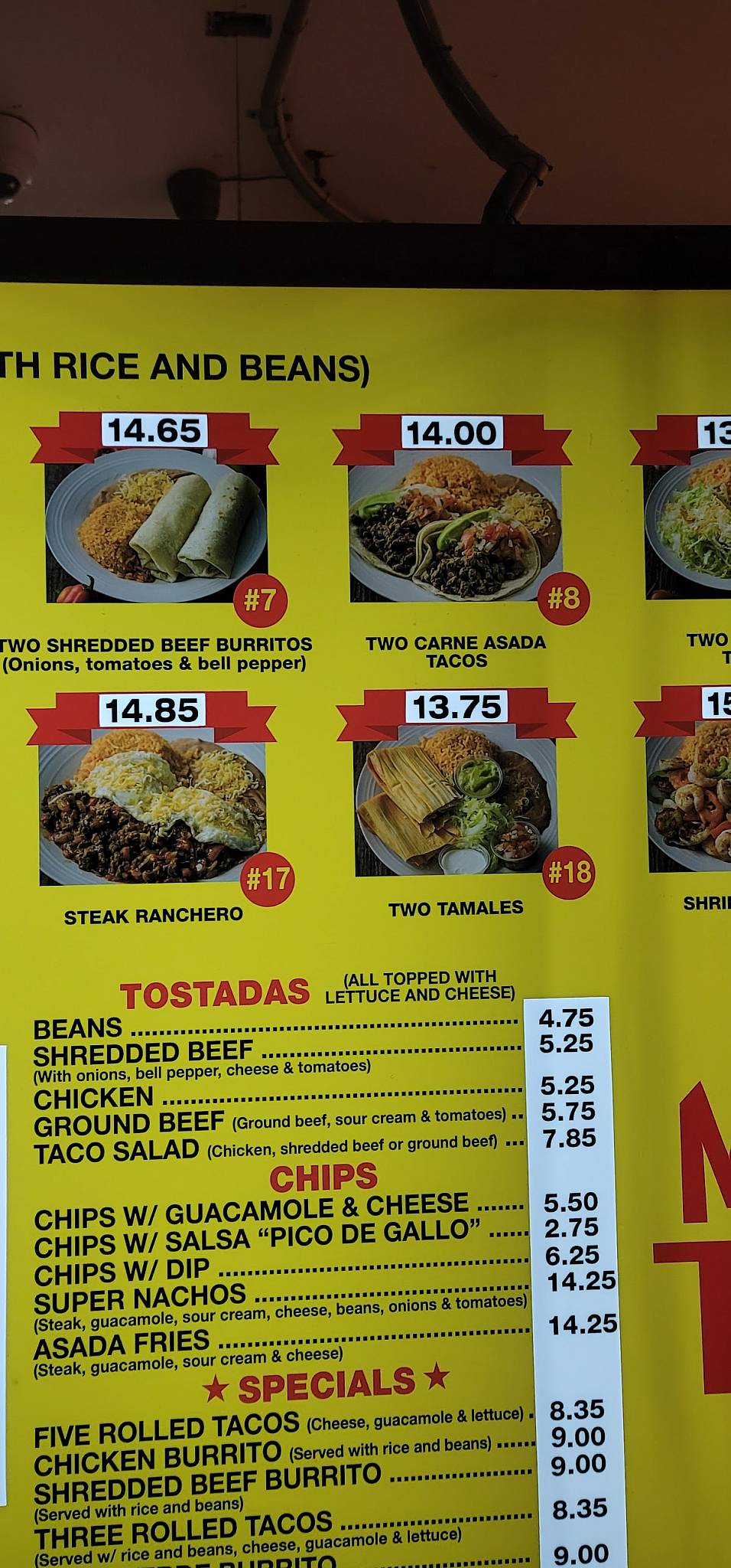 Menu at Mexican Taco Shop restaurant, Junction City