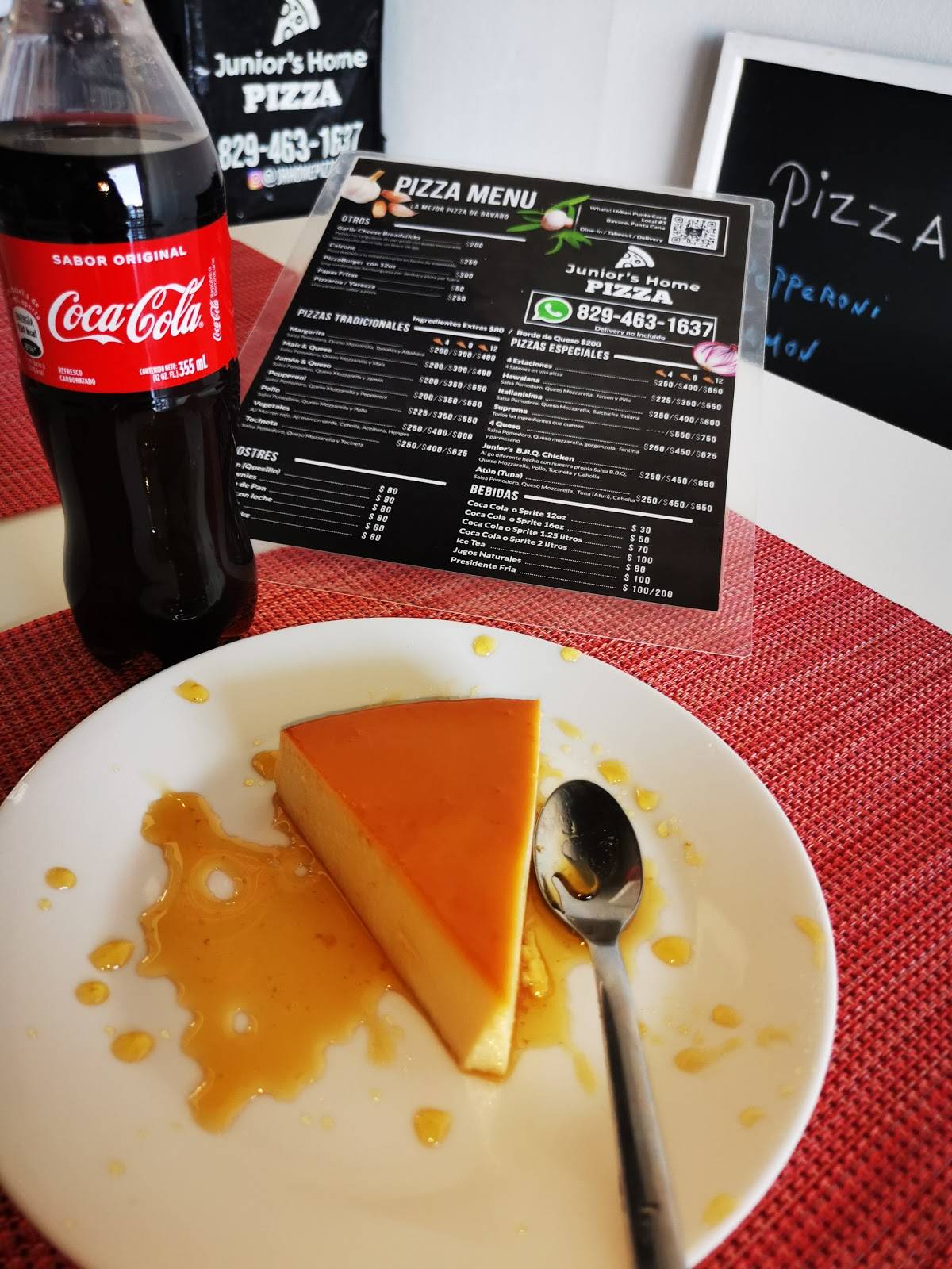 Menu at Junior's Home Pizza restaurant, Punta Cana