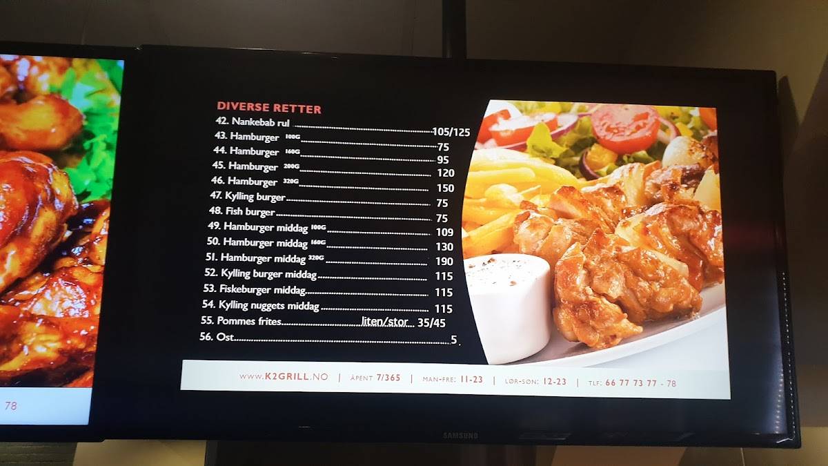 Menu at K2 Restaurant AS, Norway
