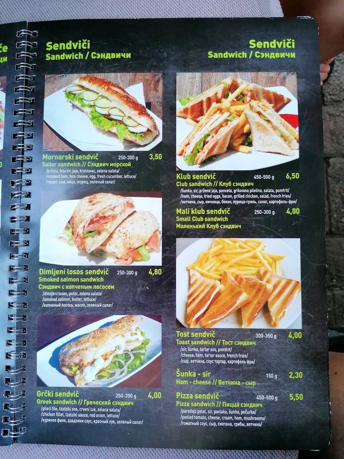 Speisekarte von KARUBA PIZZA & PUB, Bar, 17 Vladimira Rolovica II