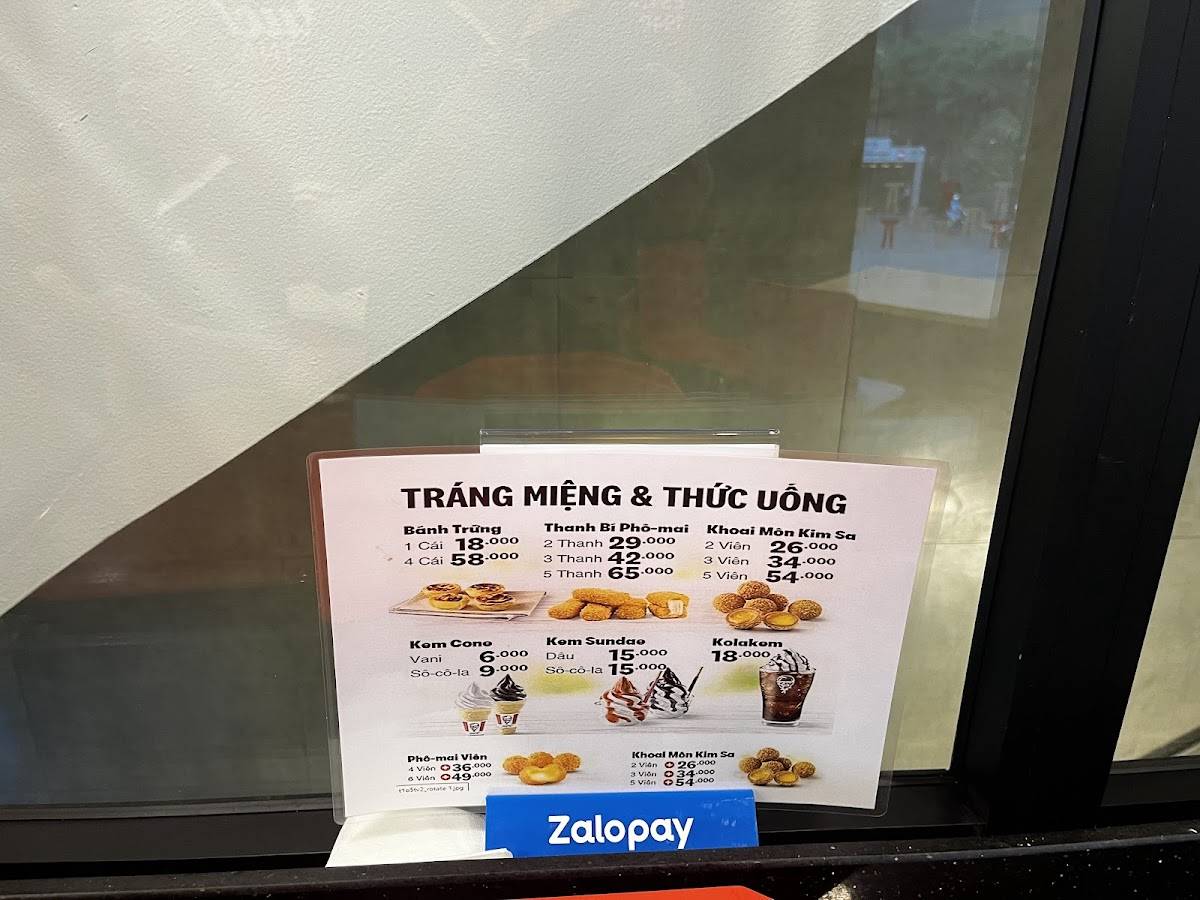 Menu at KFC Lê Lai restaurant, Ho Chi Minh City, 78 Đ. Lê Lai