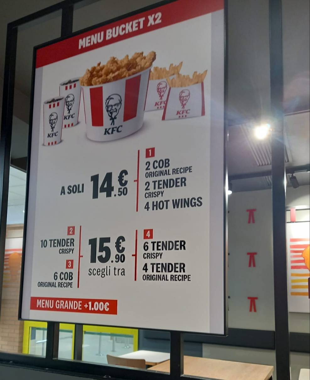 Menu da KFC ristorante, Mercogliano