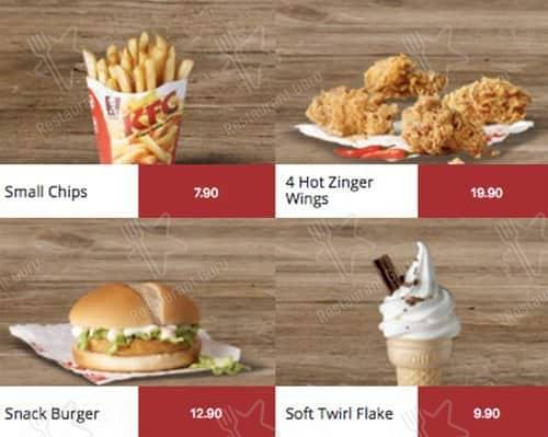 Menu at KFC Oudtshoorn restaurant, Oudtshoorn, 53 Voortrekker St