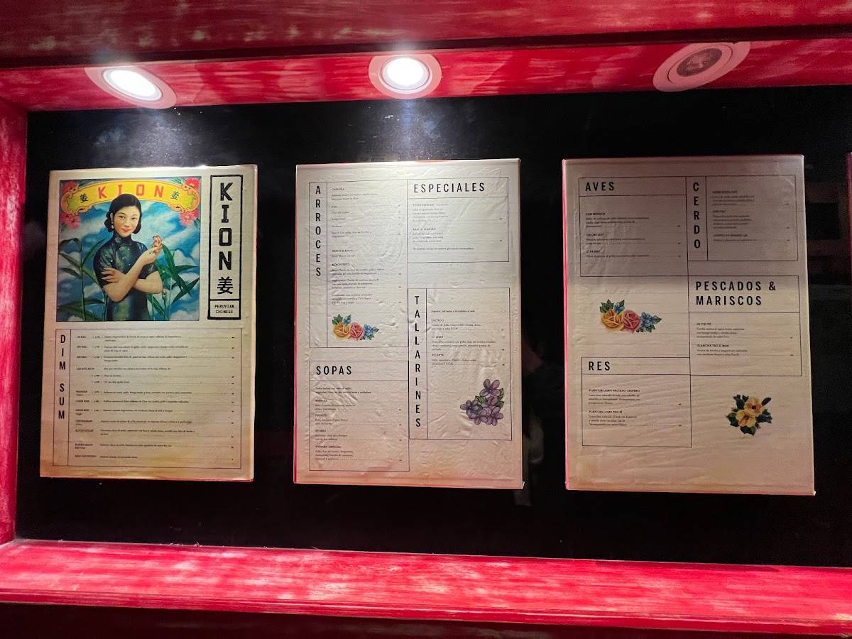 Carta del restaurante KION peruvian chinese Balboa, Miraflores