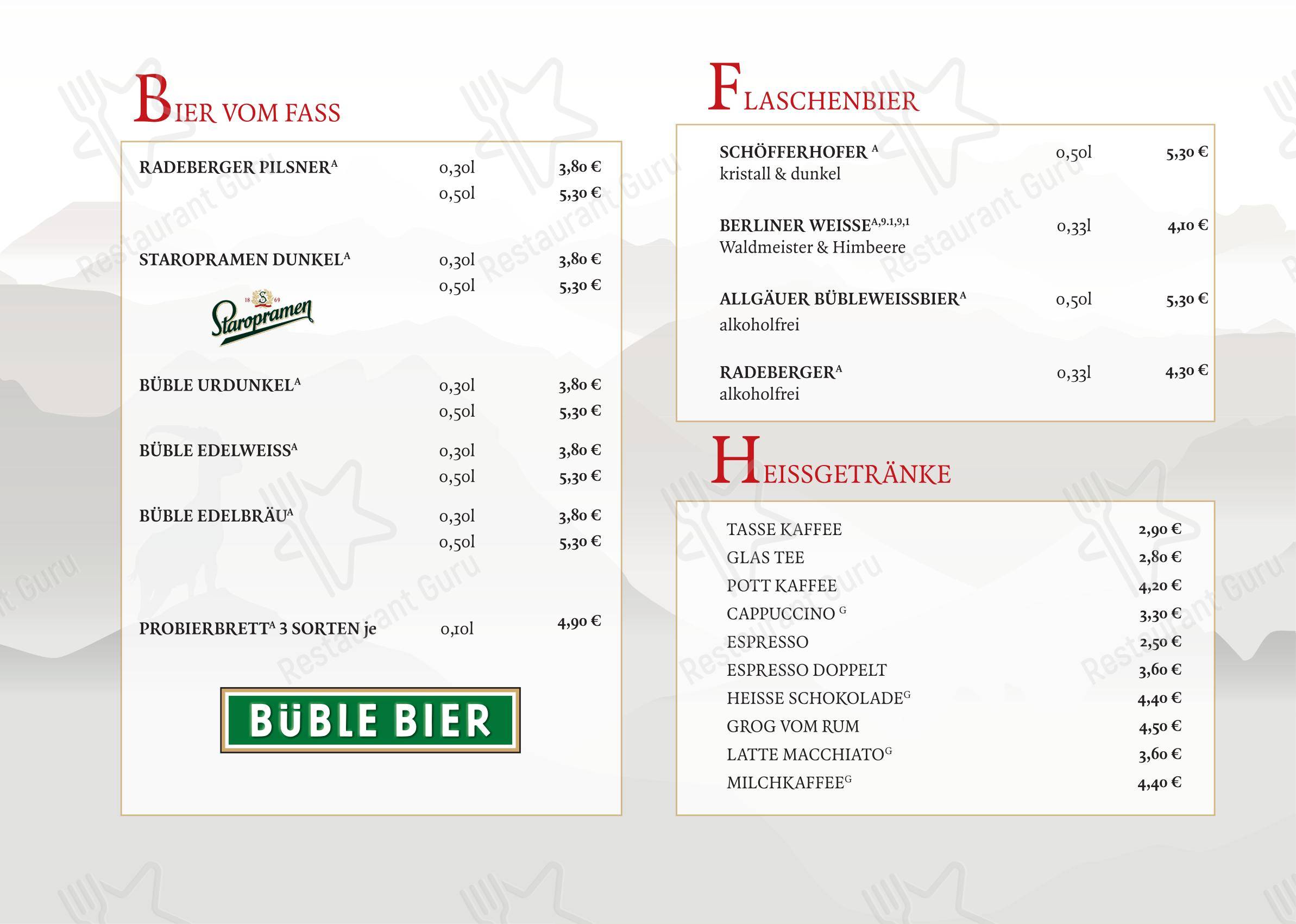 Speisekarte von KITZO Alpenstüberl restaurant, Dresden