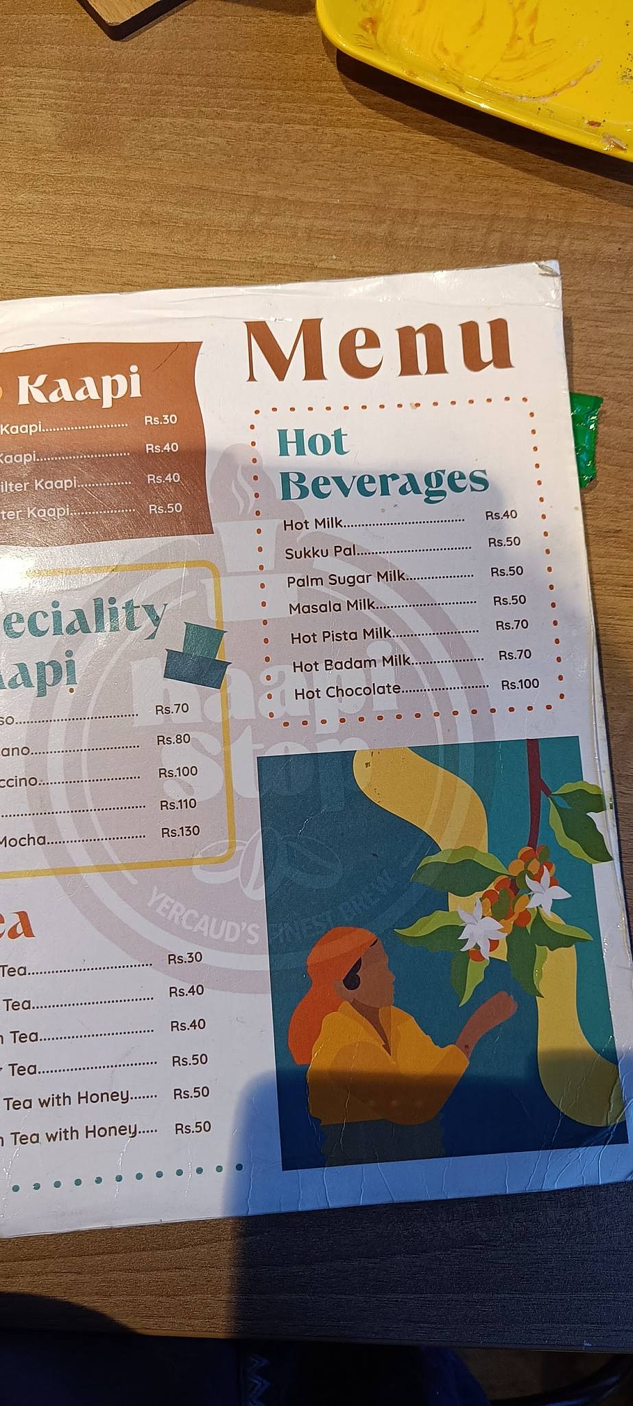 Menu at Kaapi Stop - Sai baba Colony, Coimbatore