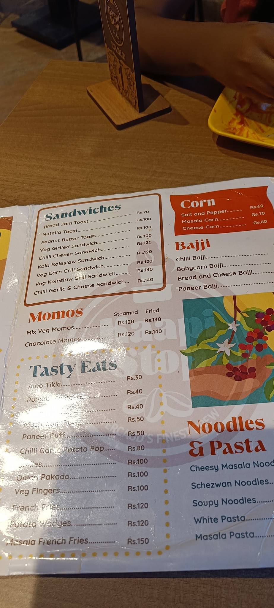 Menu at Kaapi Stop - Sai baba Colony, Coimbatore