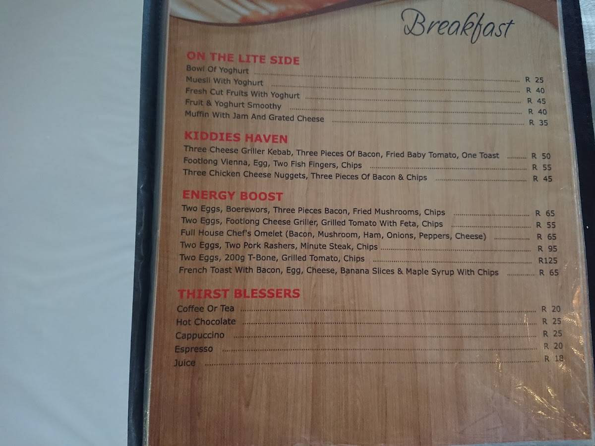 Menu at Kadisi Restaurant at Blyde Canyon, A Forever Resort, Matibidi