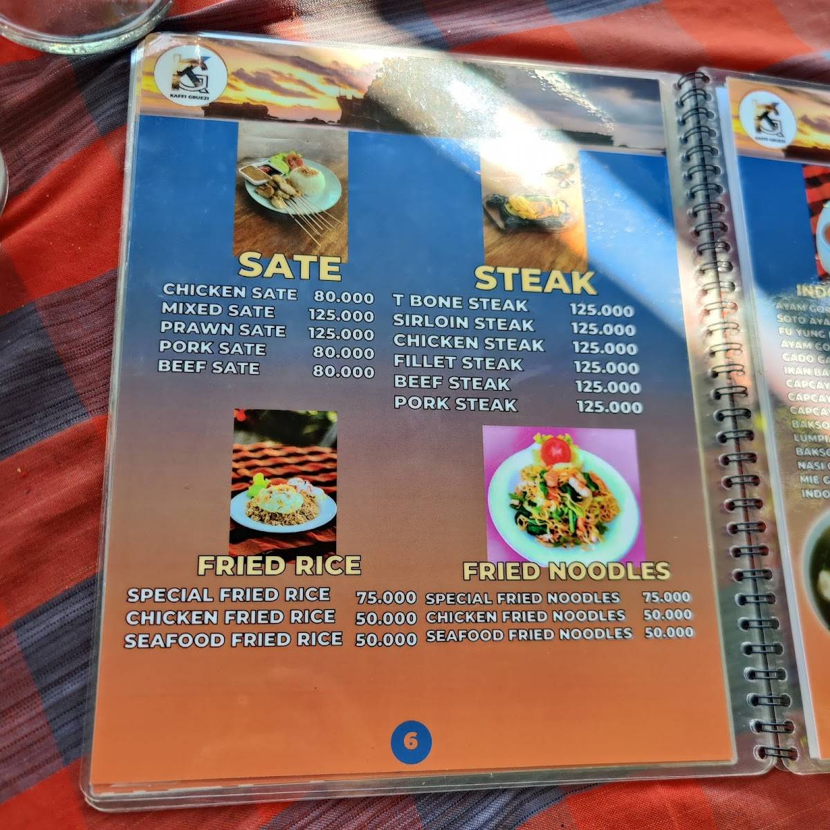 Carta del restaurante Kaffi Gruezi, Buwit
