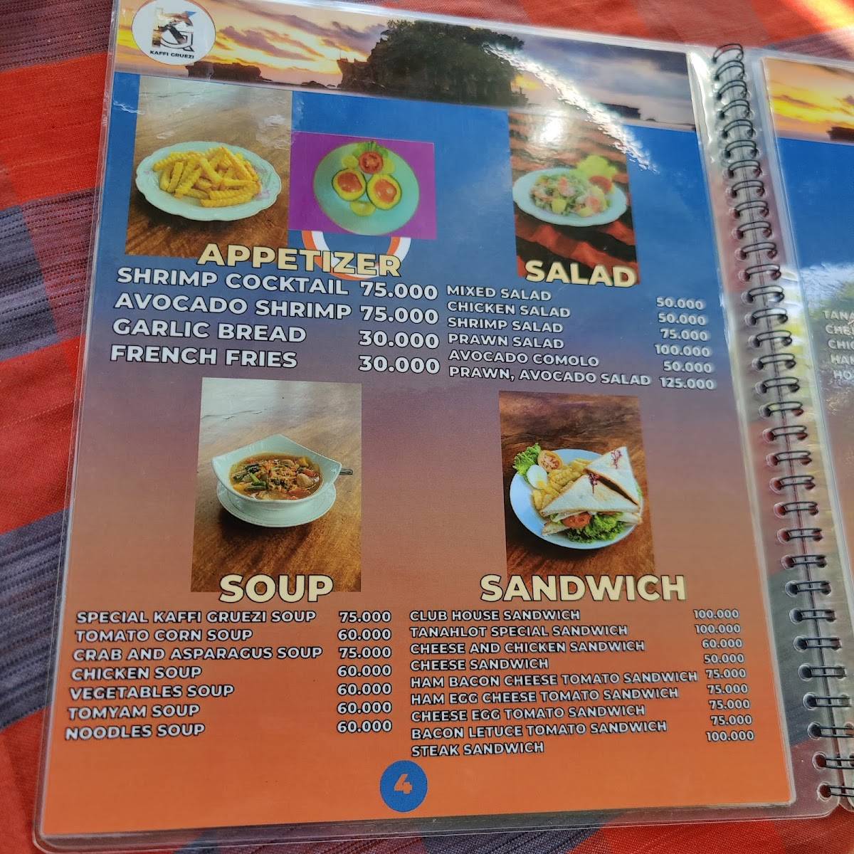 Carta del restaurante Kaffi Gruezi, Buwit