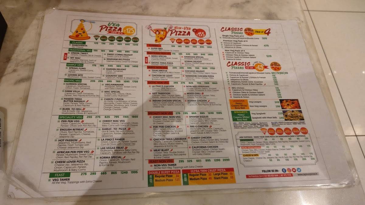 Menu at La Pino'z Pizza, Kakinada