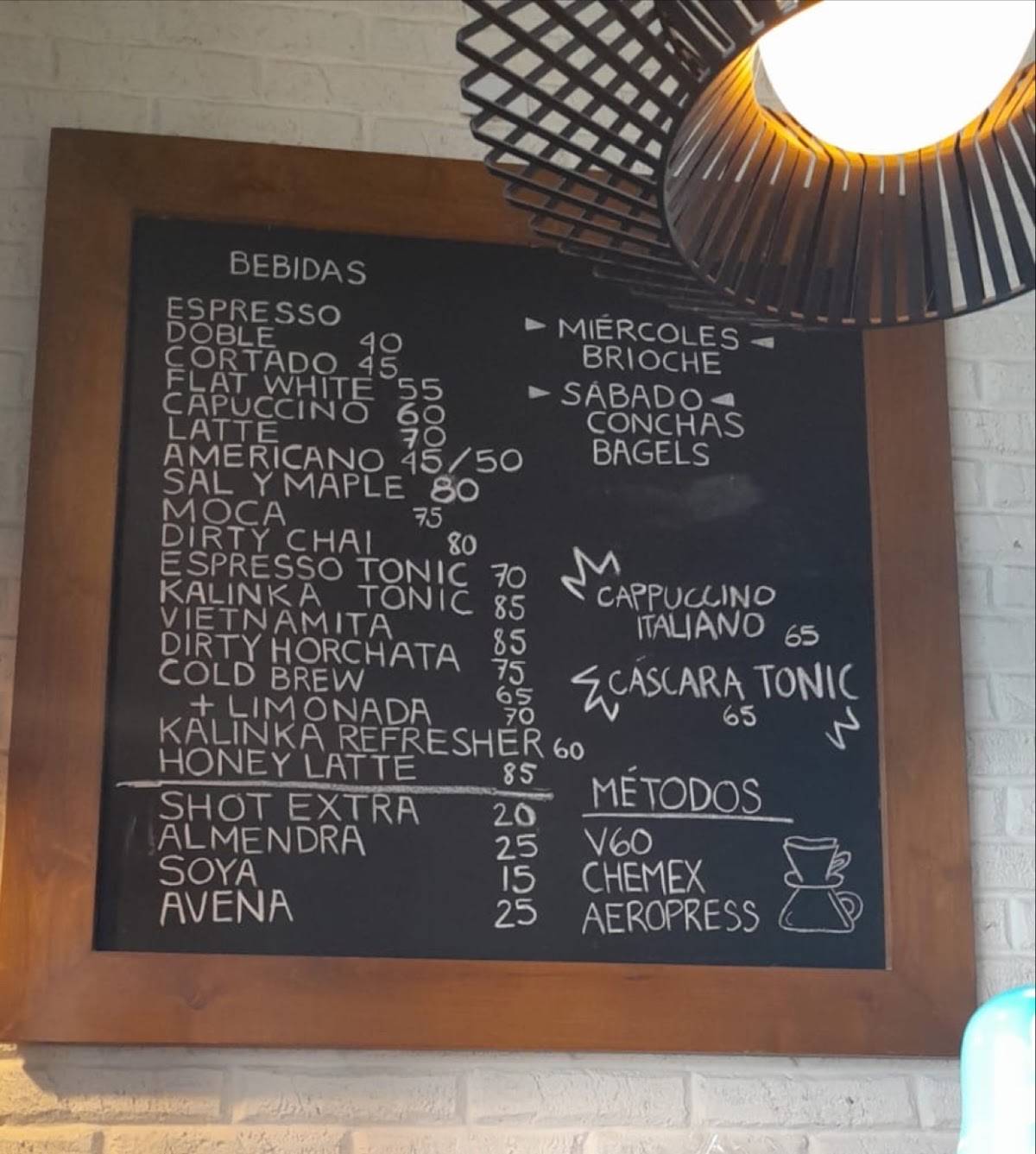 Carta del café Kalinka, Mexicali