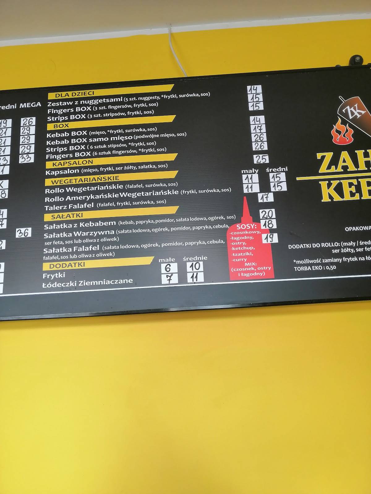 Menu at Zahir Kebab restaurant, Kalisz