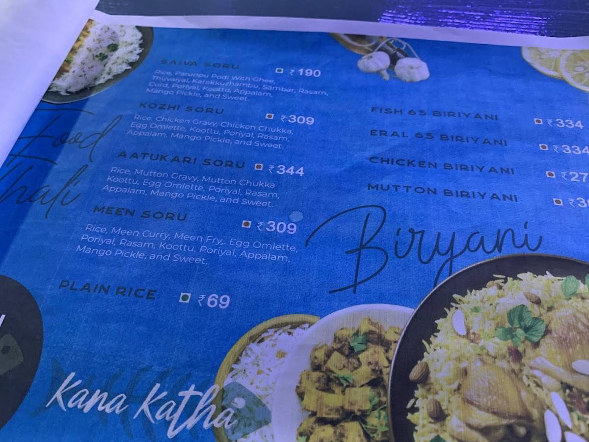 Menu at Kana katha veg & non-veg restaurant, Chennai