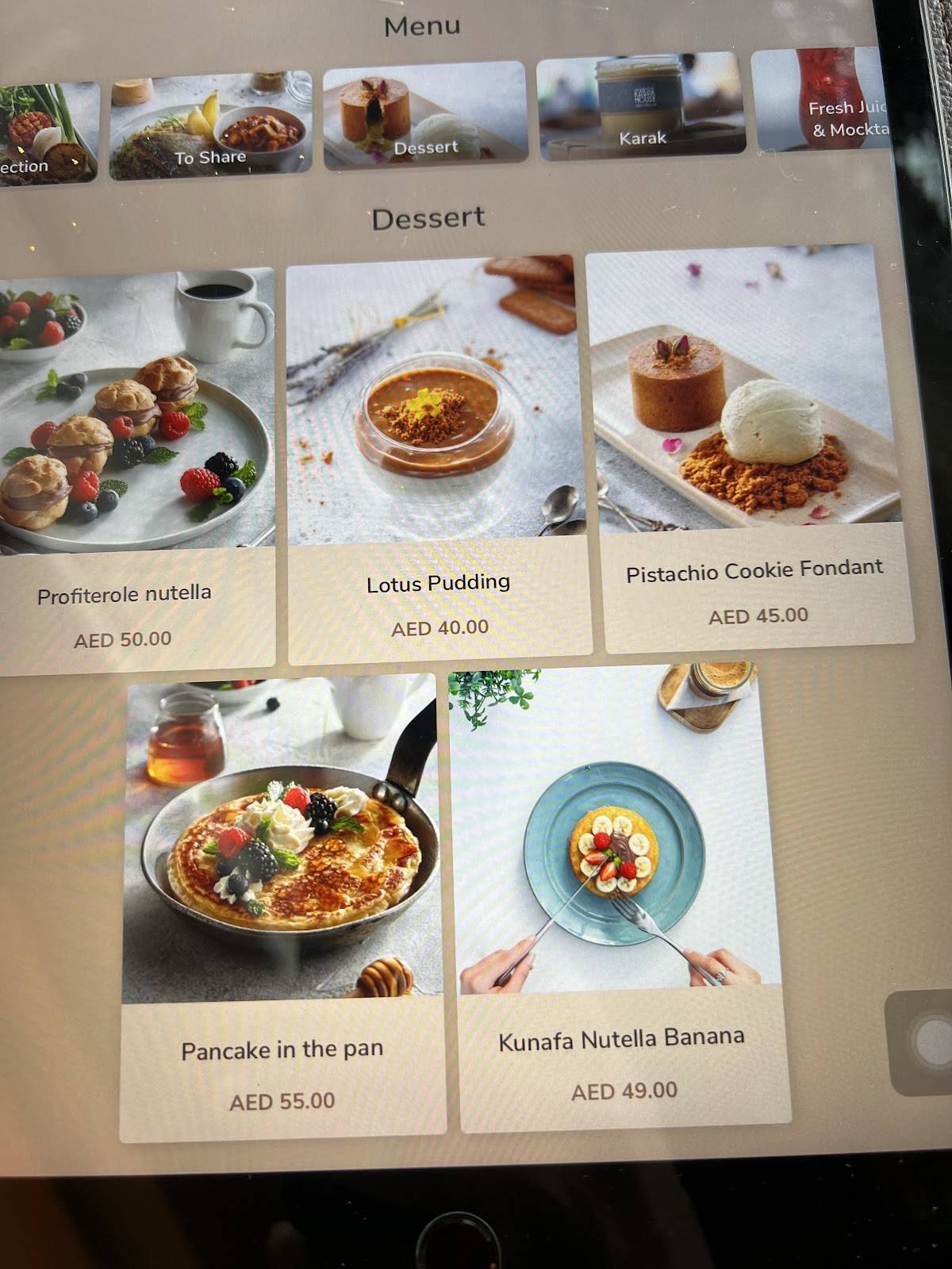 Menu at Karak House Restaurant, Dubai, Sheikh Mohammed bin Rashid Blvd