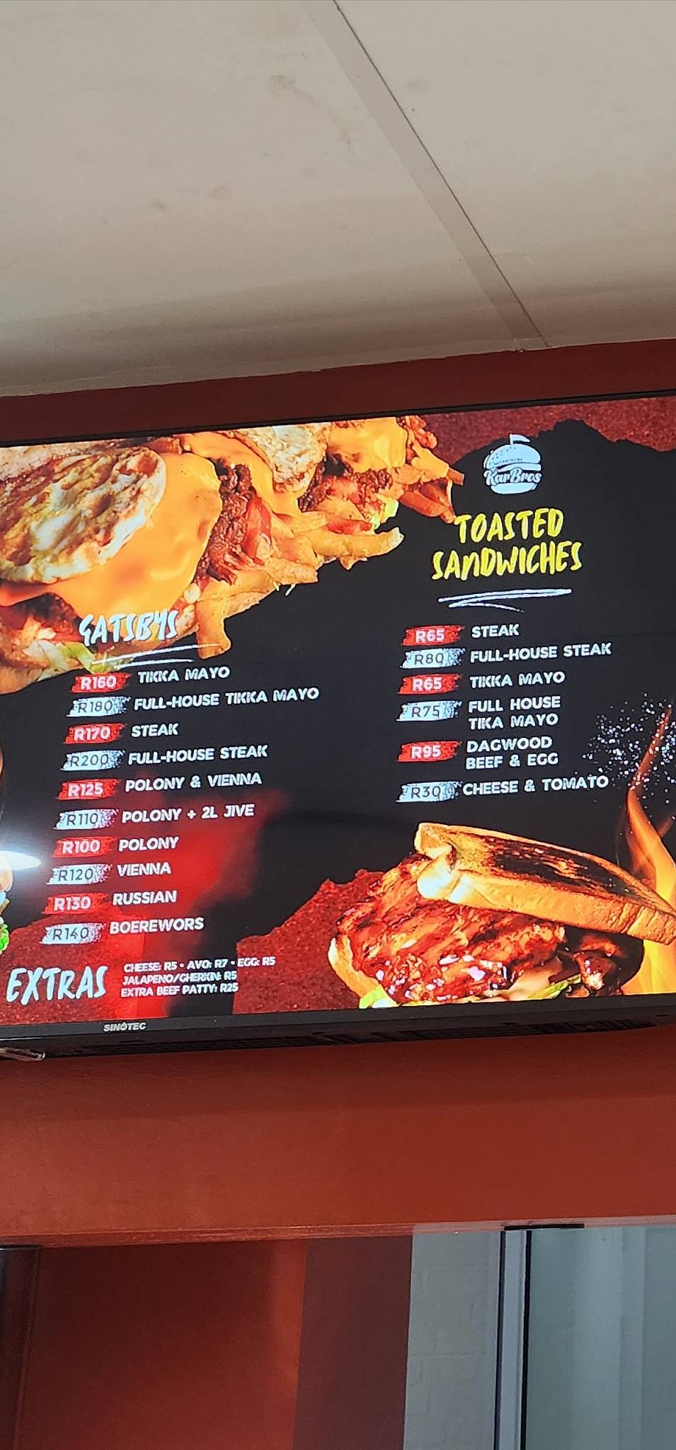 Menu at Karbros Takeaways - Rylands restaurant, Cape Town