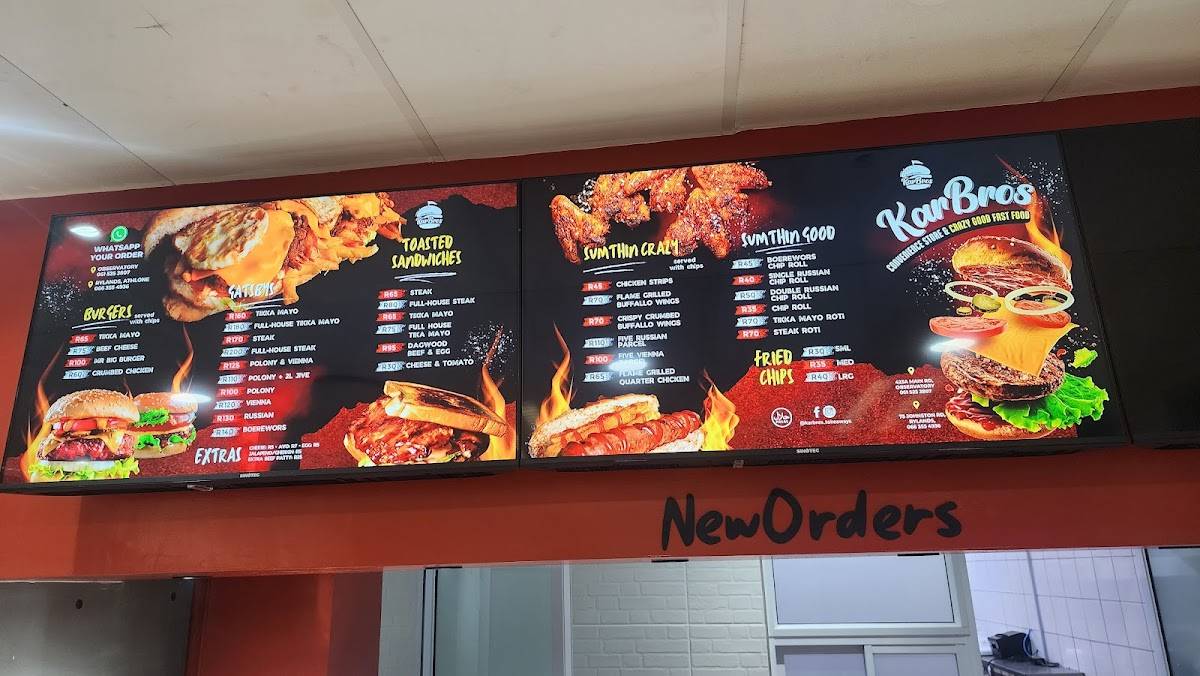 Menu at Karbros Takeaways - Rylands restaurant, Cape Town